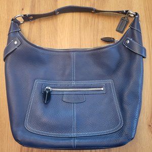 Coach | Bags | Authentic Coach Leather Shoulder Bag In Navy Blue | Poshmark